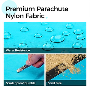 OCOOPA Beach Blanket, Extra Large Sandproof Waterproof, Picnic Mat, 8 Persons Family Size, Sand Free, Comfortable, Durable Parachute Nylon 210T, Lightweight, 4 Stakes&1 Travel Bag, S09