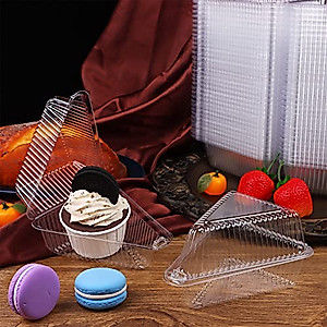 200 Pcs Transparent Cake Slice Containers Plastic Containers with Lids 5“ Clear Medium Hinged Lid Cheesecake Pie Container Disposable to Go Box Food Containers for Take Out Packaging