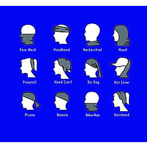 Fishoholic Fishing Face Mask Buff -3 Colors- UPF50+ Fishing Neck Gaiter Wind Dust Sun Protection Hunting Bandana (BlueH2OCamo)