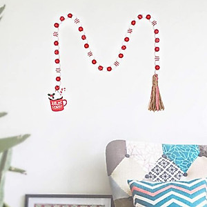 BESPORTBLE Christmas Wooden Bead Garland with Tassels: Christmas Tiered Tray Decor, Farmhouse Wall Hanging Wooden Beads with Tassels for Christmas Tree Decoration, Fireplace Ornaments