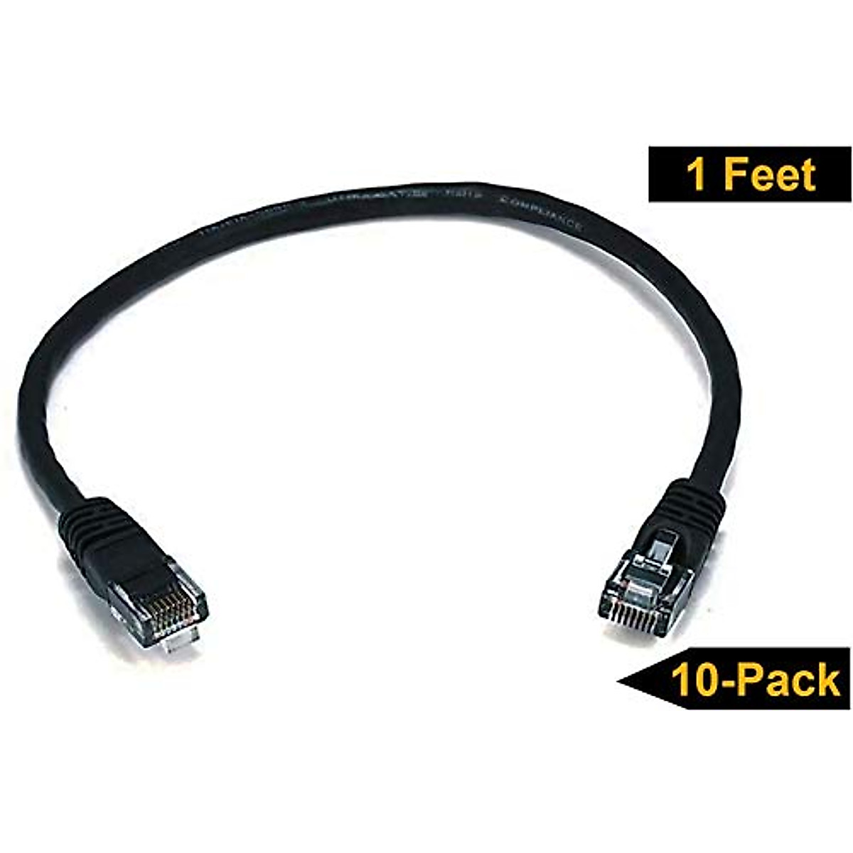 iMBAPrice 3' Cat5e Network Ethernet Patch Cable, 10 Pack, Black (IMBA-CAT5-03BK-10PK)