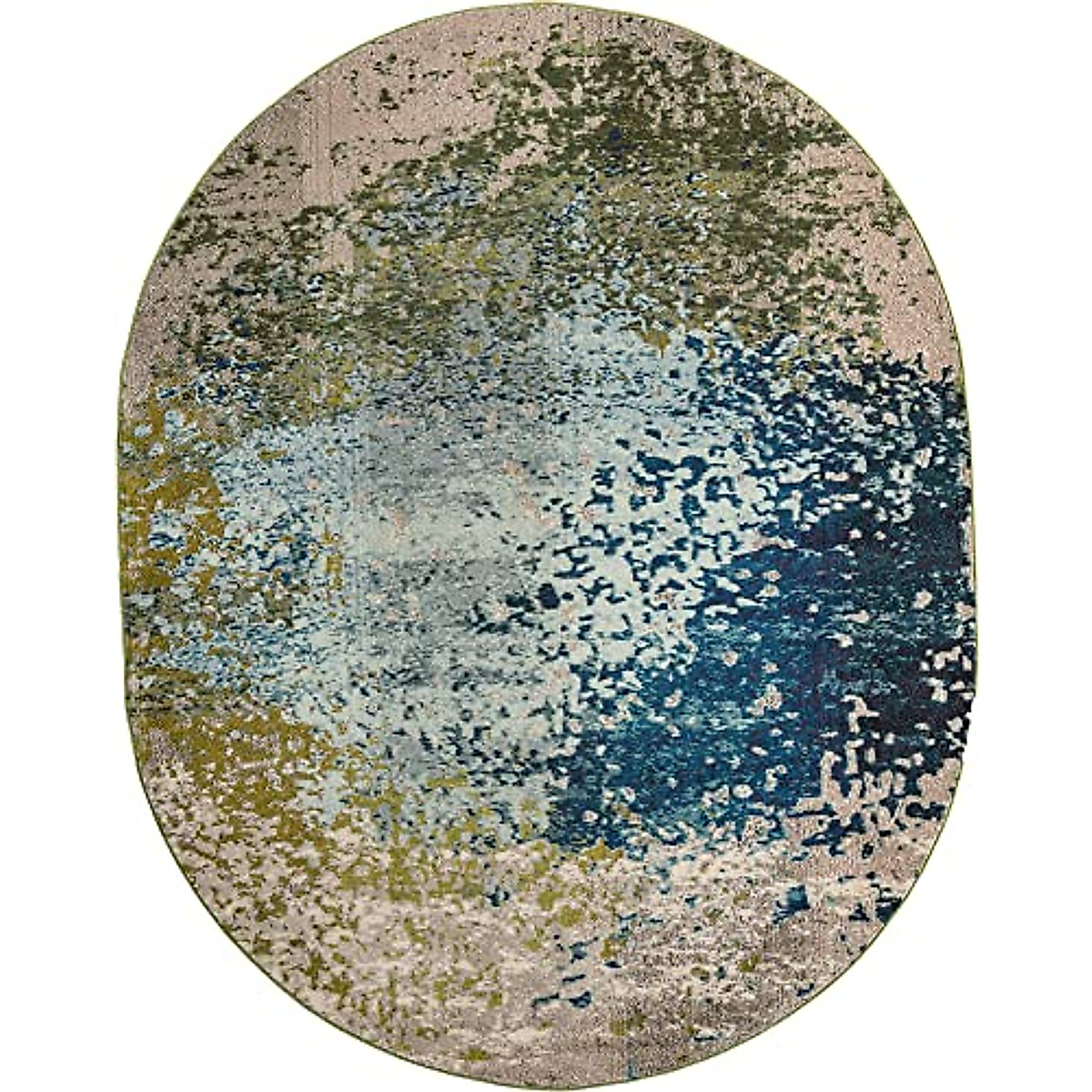 Rugs.com Hyacinth Collection Rug – 8' x 10' Oval Blue Medium Rug Perfect for Living Rooms, Large Dining Rooms, Open Floorplans