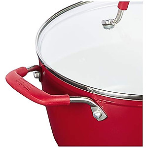 Bialetti Aeternum Ceramic Nonstick Cookware Set, 10 Piece Cookware Set, Red/White