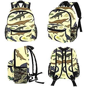 Daypack Bookbags Small Travel Bag for Boys Girls Casual Backpack, Crocodile Animal Cartoon