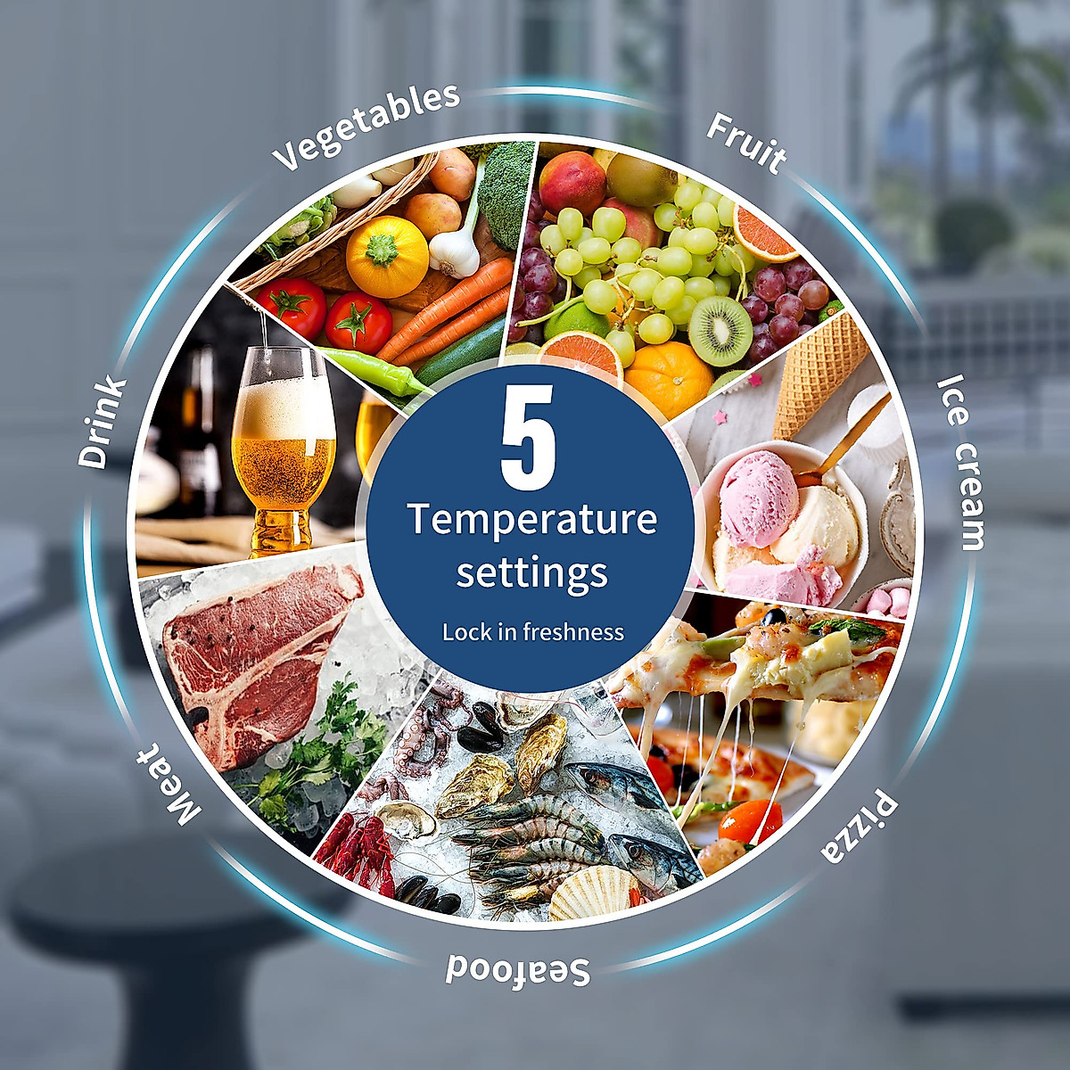 ARBELI Compact refrigerator with freezer, 3.2 Cu.ft Mini Fridge with Reversible Door, 5 Settings Temperature Adjustable for Kitchen, Bedroom, Dorm, Apartment, Bar, Office, RV Black