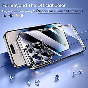 for iPhone 14 Pro Max Case 𝟮𝟬𝟮𝟯 𝗡𝗘𝗪 with Full Camera Protection, [Far Beyond Official Color] [Military Grade Drop Tested] Metallic Glossy Clear Case Designed for Women Men 6.7”, Phantom Black