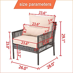 LOKATSE HOME Patio Wicker Chair Outdoor Rattan Furniture for Club Bar Dining Room Balcony Porch Garden, Beige
