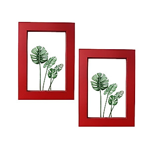 CURTEK 2-Pack 4 x 6'' Red Picture Frame with Removable Cushion Show Picture 3.6 x 5.6 Inch for Table Top Display and Wall Mounting Photo Frame