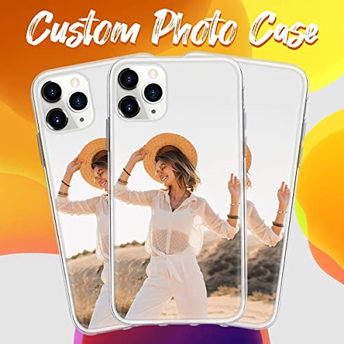 RobertsShop, Personalized Design Your Own Picture Photo Custom Customized Phone Case Cover Compatible with iPhone 6 6s 7 8 Plus SE 2020 X XS XR 11 12 Mini Pro Max Samsung Galaxy S9 S10 S20 S21 Thermoplastic Polyurethane