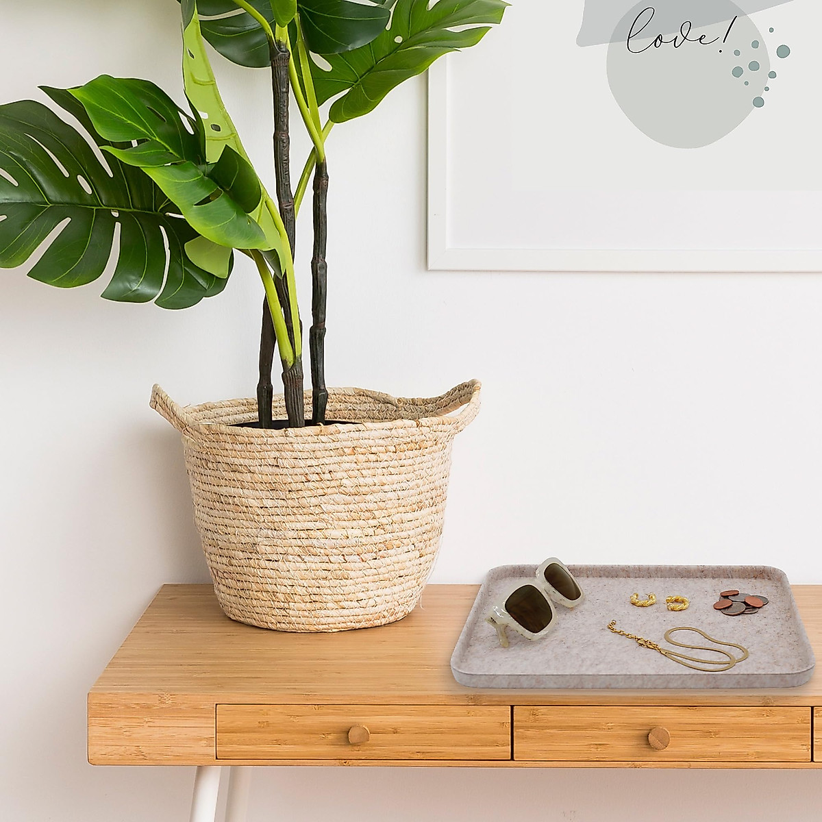 Welaxy felt tray Lid for Storage Bins Drawer Organizer bin cap of the box (M, Oatmeal Lid)