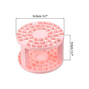 PATIKIL 1pcs Paint Brush Holder, Paint Brush Storage Organizer 49 Holes Plastic Paint Storage Desk Stand Round for Artist Desk Makeup Pencil, Pink