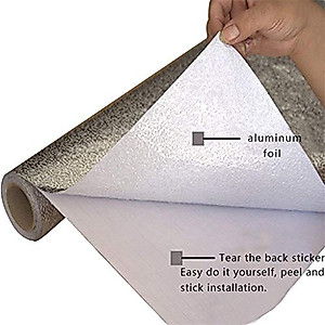 Gneric Kitchen Backsplash Aluminum Foil Wall Paper Oil-Proof Wall Sticker DIY Self-Adhesive for Stove Cabinet Countertop Drawer (40*100cm, 1Pc)