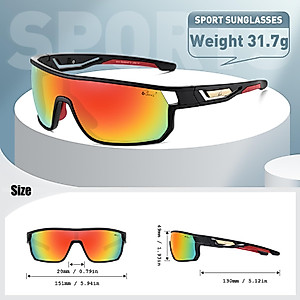 Bevi Polarized Sports Sunglasses TR90 Unbreakable Frame for Men Women Running Cycling Baseball 2518C2