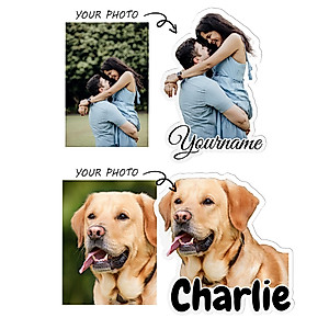 Personalized Pets Photo Sticker Custom Your Own Pet Dog Cat Photo Text Name Images Customized Vinyl KissCut Sticker Water-Resistant Laptop Phone Guitar Water Bottle Bumper Stickers Decals Gifts Idea