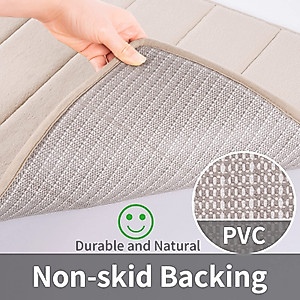 ROSMARUS Memory Foam Bath Mat 17” x 24”, Water Absorbent Shower Mat, Thick Bath Rugs for Bathroom Non Slip with PVC Backing, Ultra Soft Bathroom Rugs for Bathroom Floor & Tub, Ltbrown