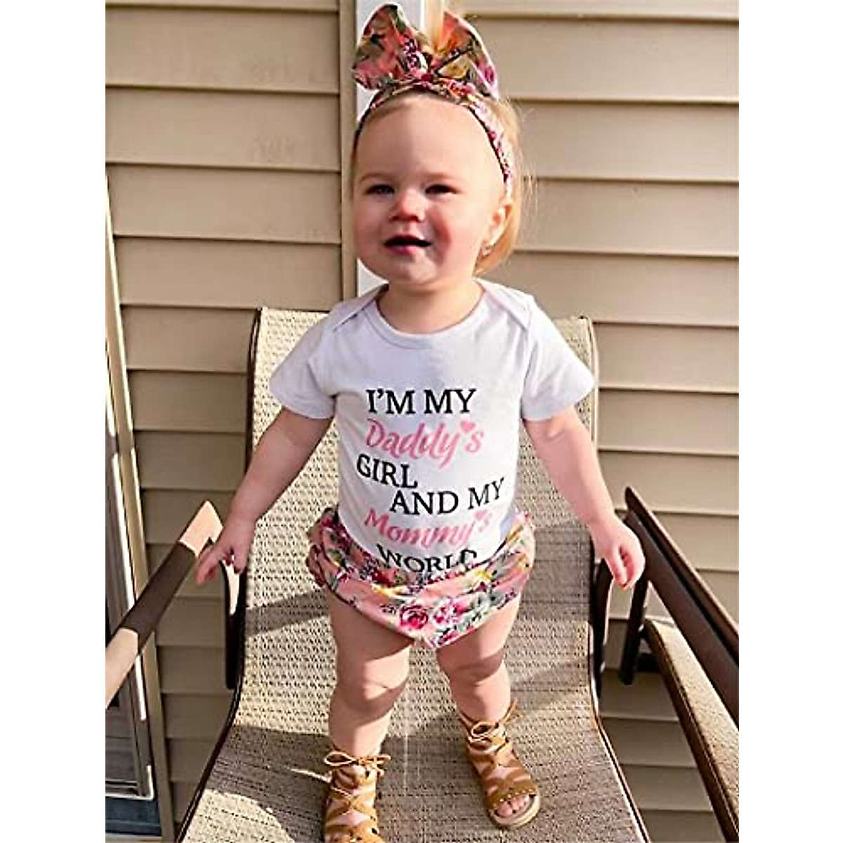 Newborn Baby Girl Romper Jumpsuit Bodysuit +Pants Shorts+Headband Outfit Set