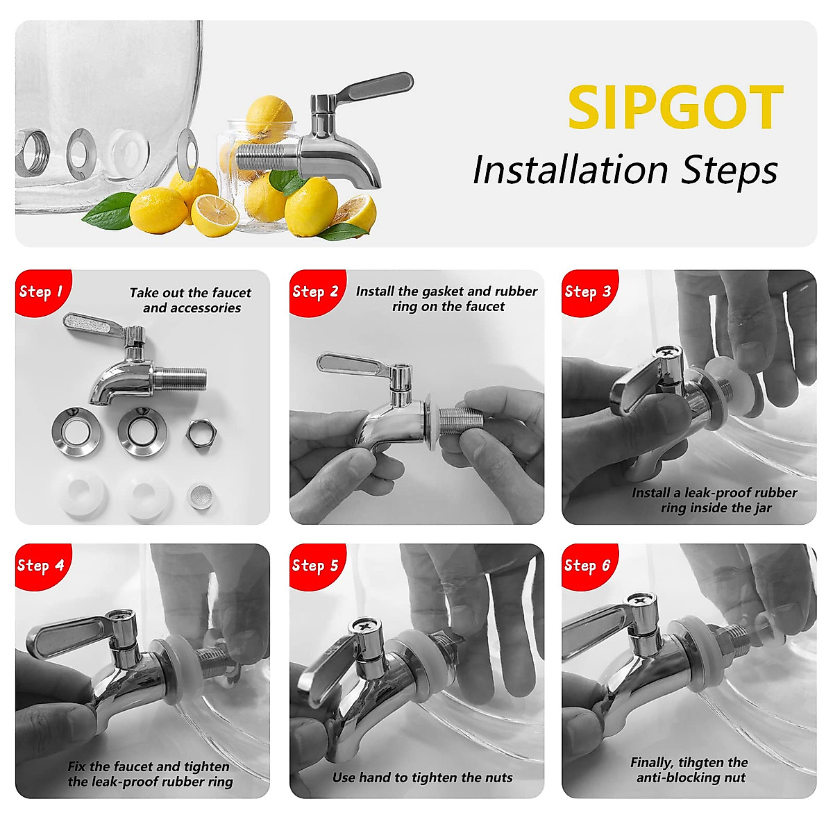 Glass Drink Dispenser for Parties, 1 Gallon Glass Beverage Dispenser with Spigot and handle,Glass Water Dispenser, Juice Dispensers for Fridge, Lemonade & Laundry Detergent Dispenser (1Pack)