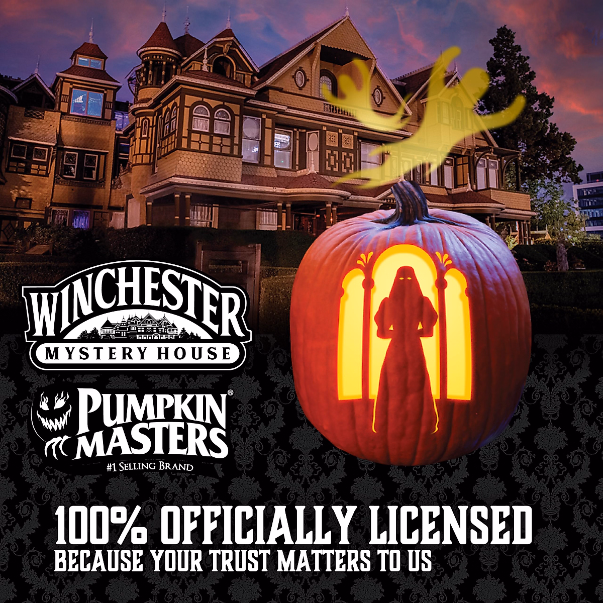 Winchester Mystery House Haunting Shadows Carving Kit by Pumpkin Masters: 13 Piece Set, Included Lights Cast Spooky Shadows