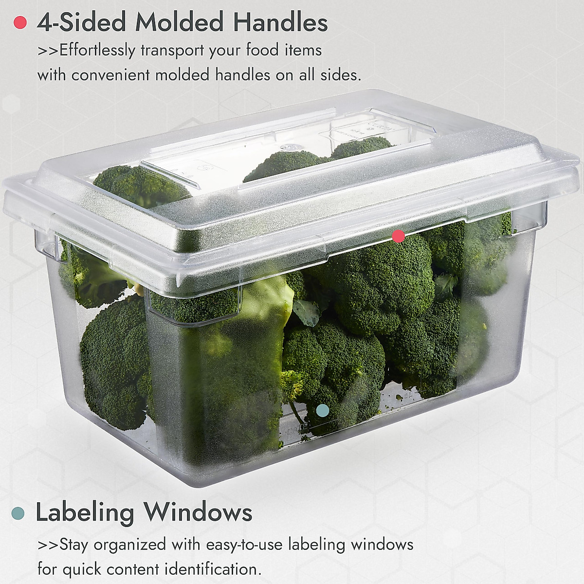 CURTA 4 Pack Food Storage Box with Lid, 5 Gallon - 18" x 12" x 9" NSF Listed Commercial Grade Clear Polycarbonate Container for Commercial Kitchen Restaurant Cafeteria