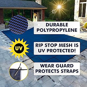 Freetime Fun Pool Safety Covers Commercial Grade 16x32ft Rectangle for Inground Pools Made in The USA - Triple Stitched Mesh Rectangular Winter Swimming Pool Cover, 4'x8' CES