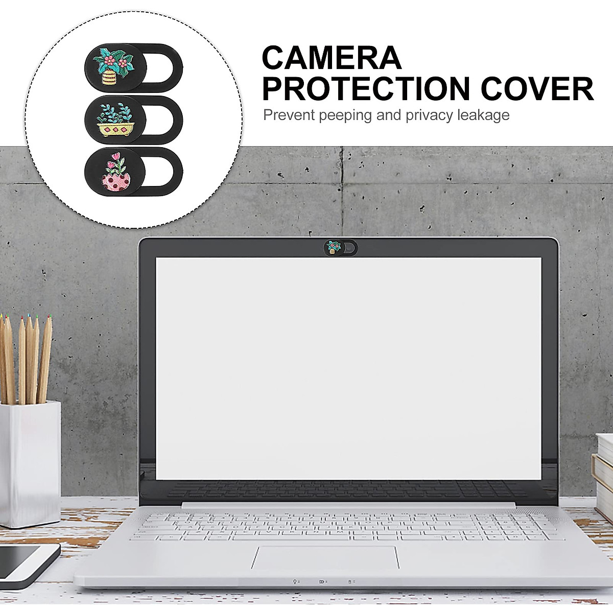 Hemobllo 3pcs Camera Cover Computers Laptops Phone Webcam Cover Smartphone Anti Covers Laptop Webcam Covers Webcam Slider Sticker Camera Stickers Security Cover Cartoon Flowers Abs Plastic