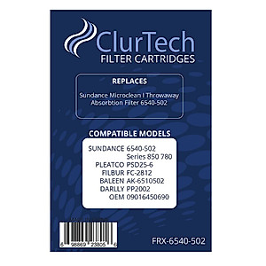 ClurTech FRX-6540-502-6 Spas Micro 6540-502 6 Pack Replacement FRX-6540-502 Disposable Sundance Filter, Pack of 6, White