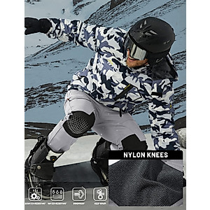 TACVASEN Hiking Pants Men Water Resistant Snowboard Pants Windproof Fleece Lined Trousers Insulated Snow Softshell Ski Warm Tactical Gray 30