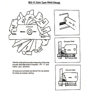 Chiloskit MG-11 Metal Welding Tool Weld Fillet Gages Set Welding Inspection Ruler Tool, Inch/Metric, 1/8''-1''