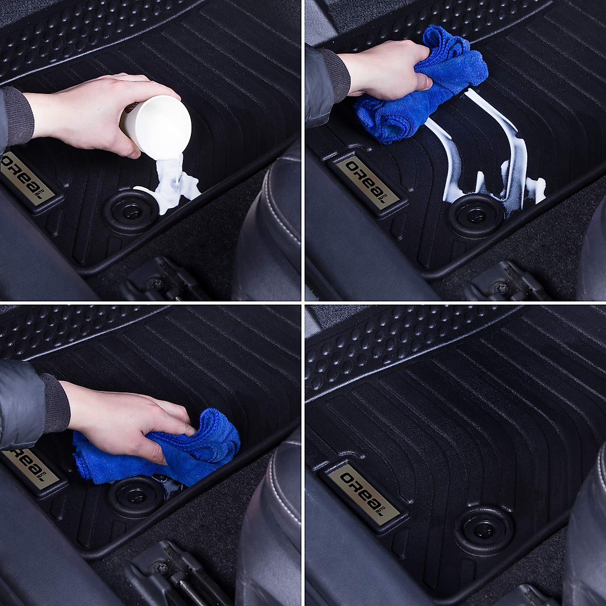 orealtrend Black Floor Mats Liners Replacement for Explorer 7 Seats 2015-2019 Heavy Duty All Weather Guard Front and Rear Car Carpet-Custom Fit-Tough/Durable/Odorless