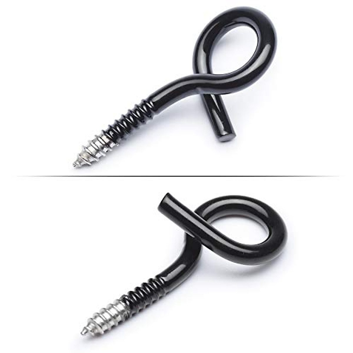 WOW Design Q-Shape/Easy Release Open loop Vinyl Coated Screw-In Outdoor wiring&Holiday lights/Christmas Lights Hanger Hooks (24 PCS-Black)