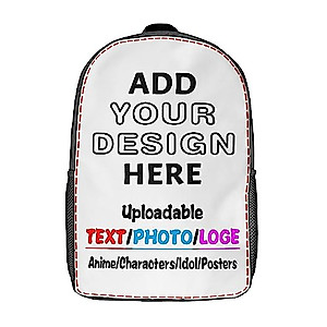 Custom Backpack Personalized Backpack With Add Your Photo Picture Text,Customize Travel Laptop Backpack for Men Women Casual Shoulder Bag 17In