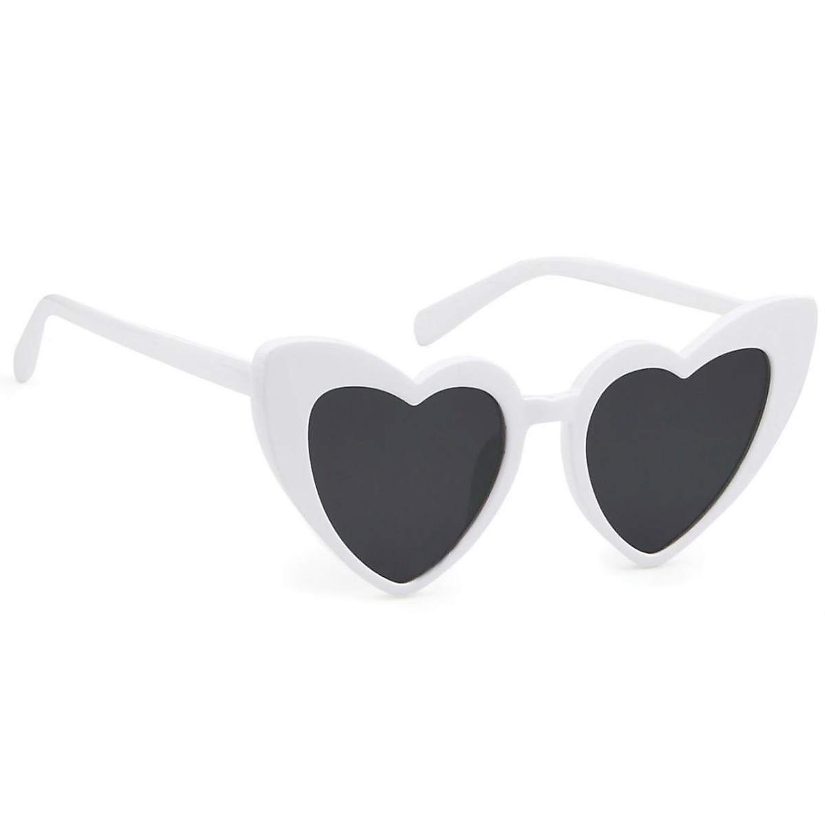 EHH - Heart Shaped Cateye Sunglasses (White, Smoke)