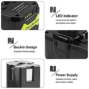 P108 & P117 for Ryobi 18V Battery and Charger Combo, 6.0 AH/ 2-Pack, Replace P102 P103 P105 P107 P108 P109 P189 P191 P197.