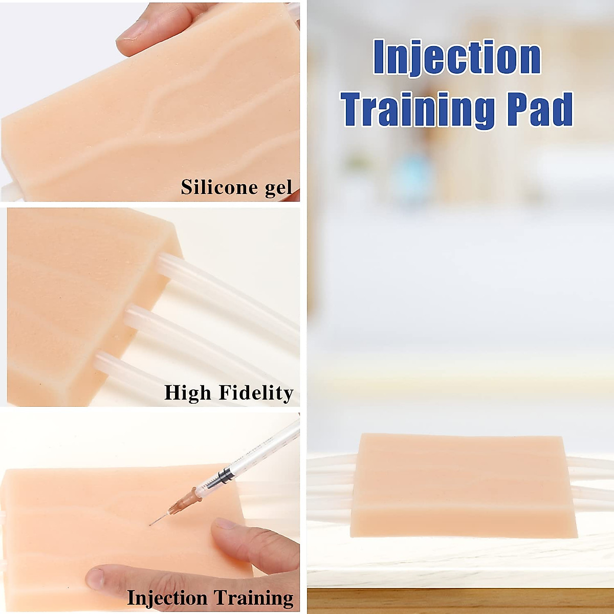 HINGONS Injection Training Pad Model, Simulated Human Skin Injection Practice with Dermatoglyph and Veins for Doctor, Nurse, Medical Student Teaching, Training and Practice