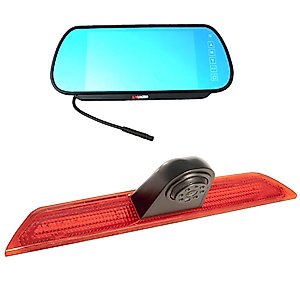 KNRAGHO Compatible for Ford Transit 150 2015-2020, Transit 250 2015-2020, Transit 350/350 HD 2015-2020 Brake Light Backup Camera with 7 inch Clip-on Mirror Monitor ( Transit Van)