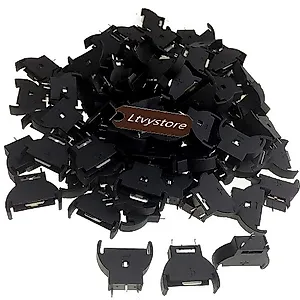 Ltvystore 100Pcs CR2032 Button Cell Battery Sockets Holder Case Plastic Shell Type, Black Color