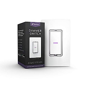 iDevices Dimmer Switch - Wi-Fi enabled smart dimmer switch; Works with Alexa, Siri, & the Google Assistant; Single pole, 3- & 4-way , White - IDEV0009