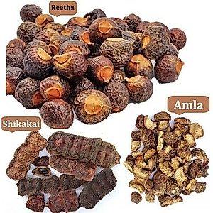 AnNafi® Amla Reetha Shikakai Pods (Mixed) | Dry Whole Herbs Mix for Hair Wash, Shine & Conditioning | Hair Care ingredients Combo Pack | 300 gm