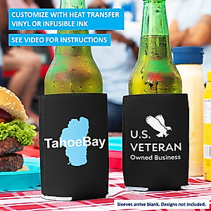 TahoeBay Blank Can Cooler Sleeves (15-Pack) Black Plain Soft Insulated Blanks for Soda, Beer, Water Bottles, HTV Vinyl Projects, Wedding Favors and Gifts