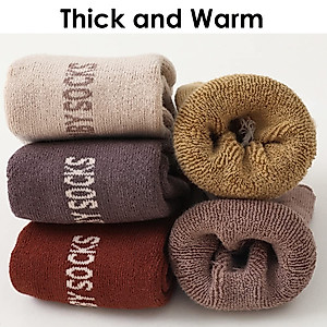 Exegawe Baby Non Slip Socks Winter - 5 Pairs Toddler Kids Thick Warm Crew Socks with Grips for Girls Boys Non Skid Socks(F1-5 Colors,M/1-3 Years)