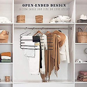 DOIOWN Pants Organizer Hangers Multi-Layer Jeans Trouser Hanger Space Saving Open –Ended Clothes Hangers Non Slip Closet Storage Organizer for Jeans Towels Scarves (3)
