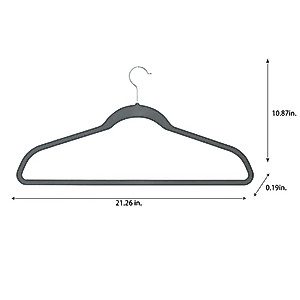Simplify Extra Wide 21” Velvet Coat Hangers | 6 Pack | Slim Design | Heavy Duty | Holds 10 Pounds | Closet Organization | Shirt & Clothes | Grey