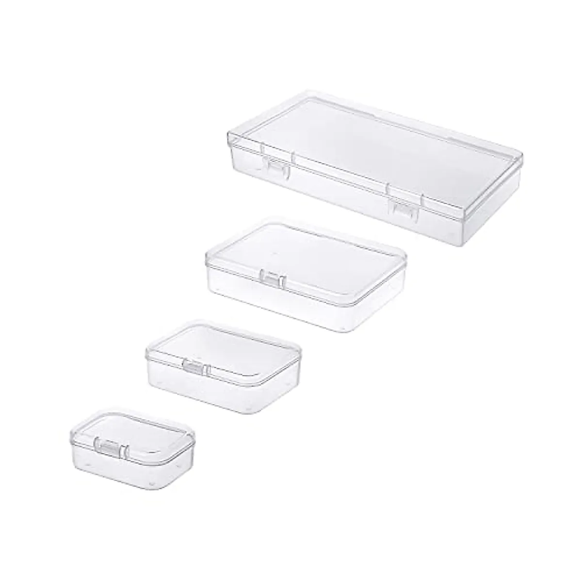 Goodma 36 Pieces Mixed Sizes Rectangular Empty Mini Plastic Organizer Storage Box Containers with Hinged Lids for Small Items and Other Craft Projects (Transparent)