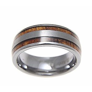 Arthur's Jewelry Tungsten 8mm wedding band ring Hawaiian koa wood inlay comfort fit size 10