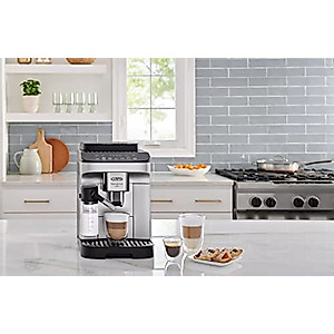 De'Longhi Magnifica Evo with LatteCrema System, Fully Automatic Machine Bean to Cup Espresso Cappuccino and Iced Coffee Maker, Colored Touch Display,Black, Silver