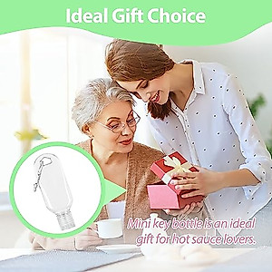 Set of 3 Portable Hot Sauce Keychain Bottles - Mini Ketchup Containers for On-The-Go - Refillable Travel Size Hot Sauce Keychain, 2oz/50ml Bottles