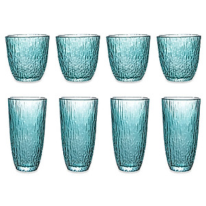 Amzcku Drinking Glasses Set of 8 | 4 Highball (12 oz.) And 4 Rocks Glass(10 oz.) | Glassware Kitchen family Lensed for Water, Beer，Wine，Milk，Juice and Cocktails.
