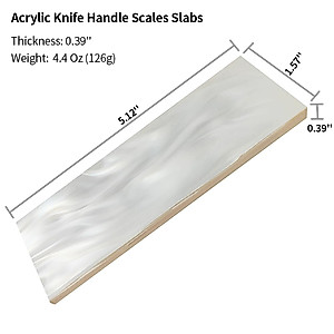 Cool Hand 2 Pcs Acrylic Knife Handle Scales Slabs Custom DIY Tool Material for Knives Making Blanks Blades, Synthetic White Pearl