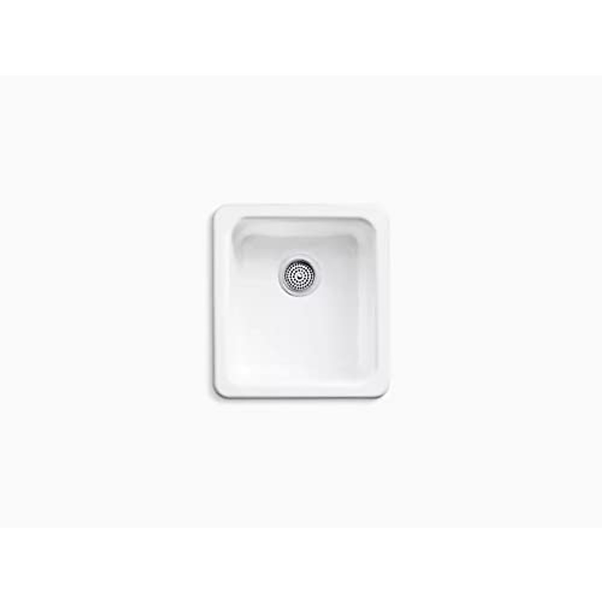 KOHLER 6584-0 Iron/Tones Top-Mount/Undermount Single-Bowl Kitchen Sink, 17" W x 18-3/4" L, White