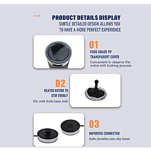 Milk frothing machine，Automatic milk frother，Electric for Hot & Cold Froth, Froth Or Heat Milk，Multifunctional milk frother，Automatic off & Easy Cleaning, Silent Operation (black)